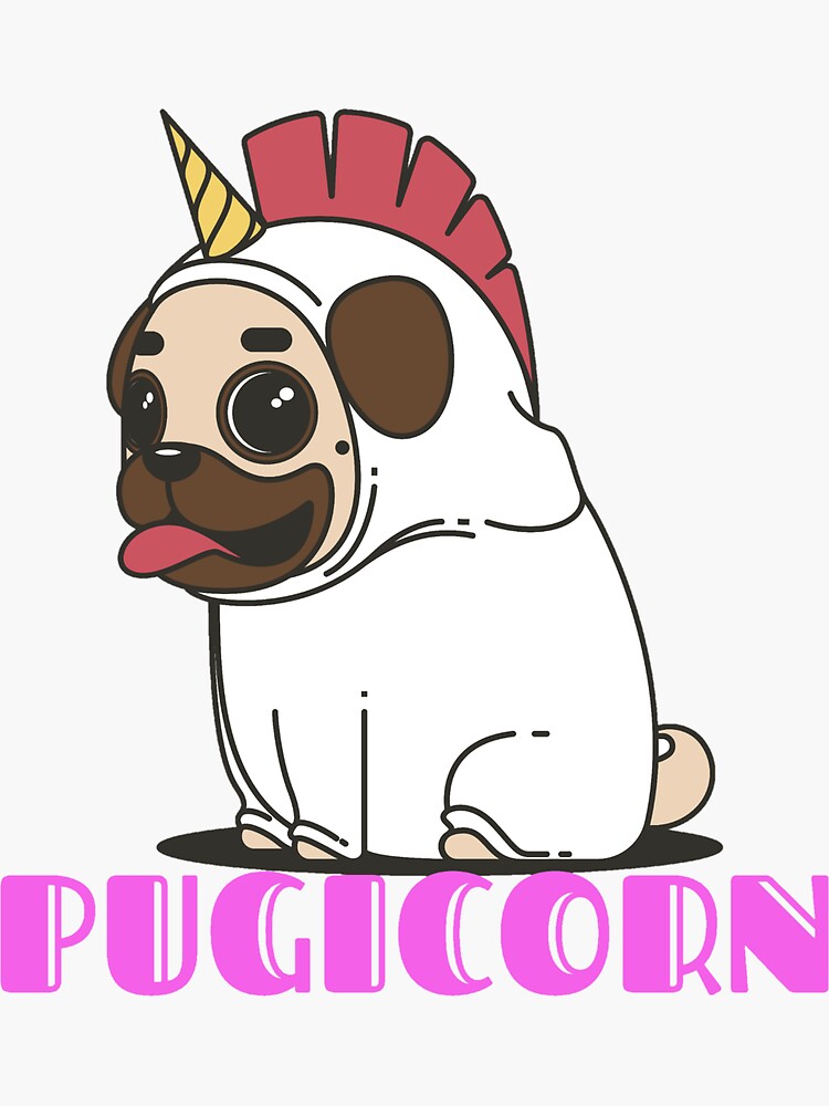 "PUGICORN" Sticker by WeMadeOurWorld | Redbubble