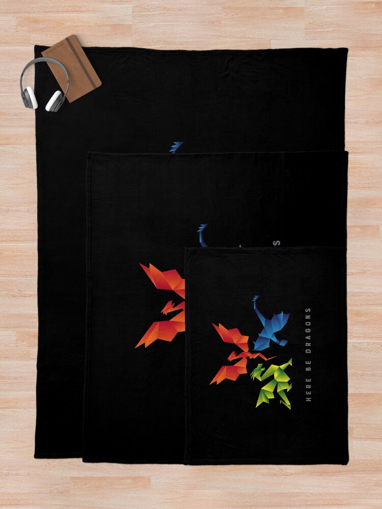 "SCP-1762 Where The Dragons Went Origami Style Dragons" Throw Blanket ...