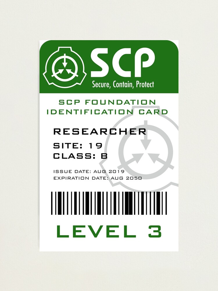 "SCP Foundation Researcher Badge " Photographic Print by opalskystudio ...