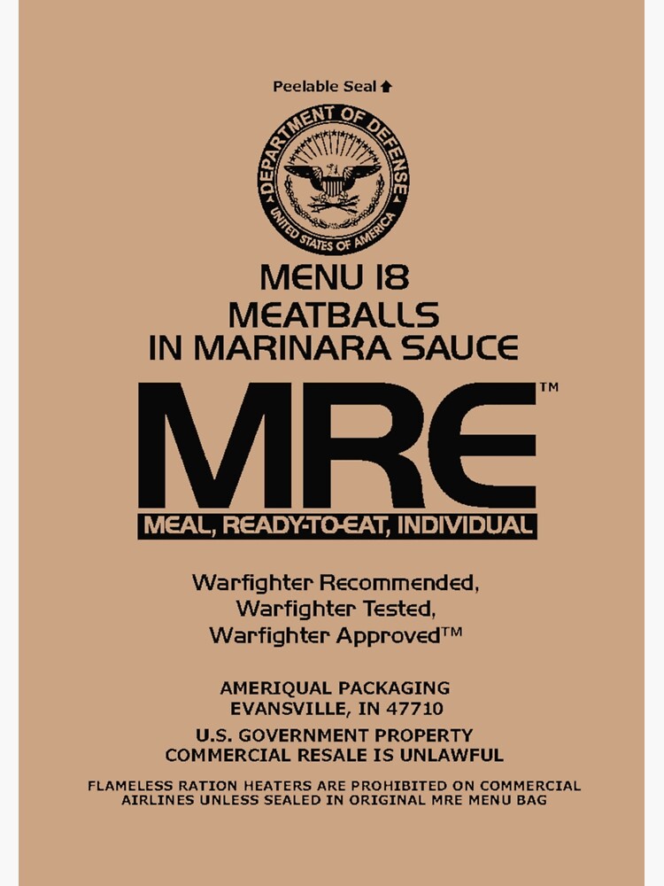 "MRE Meatballs in Marinara Sauce" Poster for Sale by RadioactiveBee ...