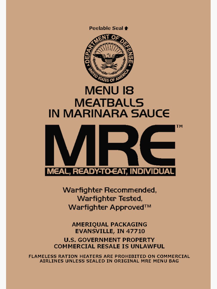 "MRE Meatballs in Marinara Sauce" Sticker for Sale by RadioactiveBee ...