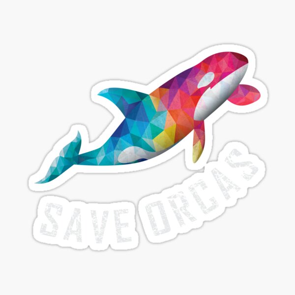 "Save Orcas Whale Lover Retro Rainbow Polygonal Style" Sticker by ...