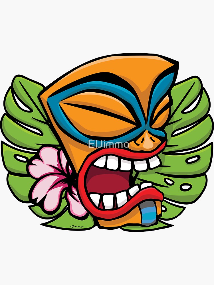 "Hawaiian Tiki Warrior" Sticker for Sale by ElJimmo | Redbubble