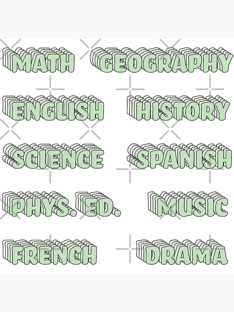 "Rad Light Green School Subject Sticker Pack" Poster by The-Goods ...