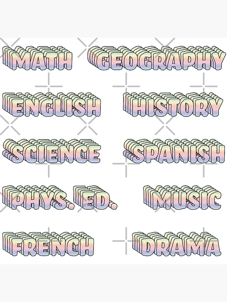 "Rad Pastel Rainbow School Subject Sticker Pack" Poster for Sale by The ...