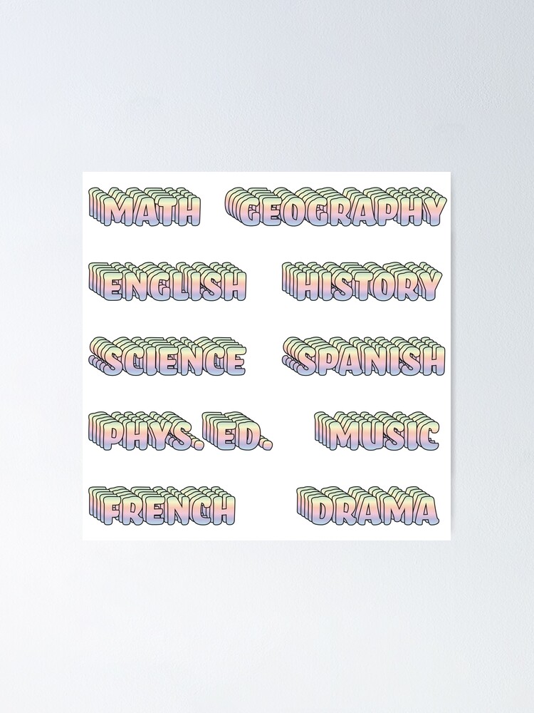 "Rad Pastel Rainbow School Subject Sticker Pack" Poster for Sale by The ...