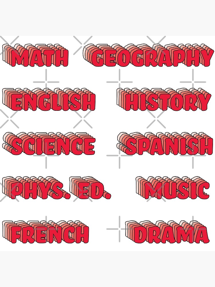"Rad Red School Subject Sticker Pack" Poster for Sale by The-Goods ...