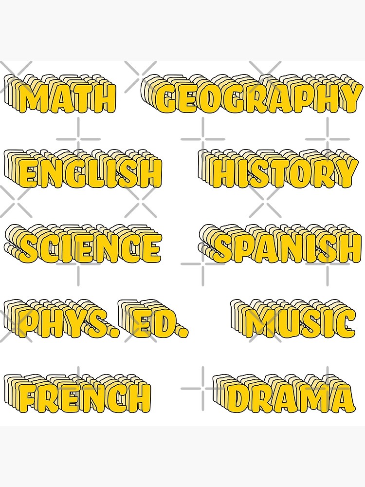 "Rad Yellow School Subject Sticker Pack" Poster for Sale by The-Goods ...