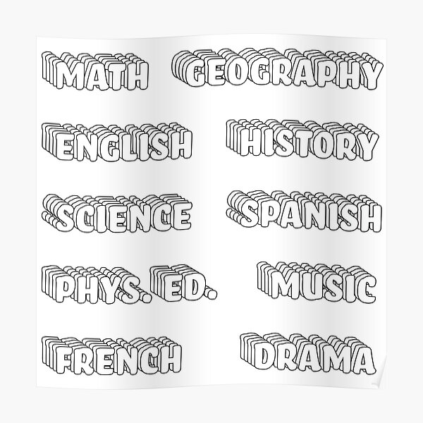 Póster «Rad White School Subject Sticker Pack» de The-Goods | Redbubble