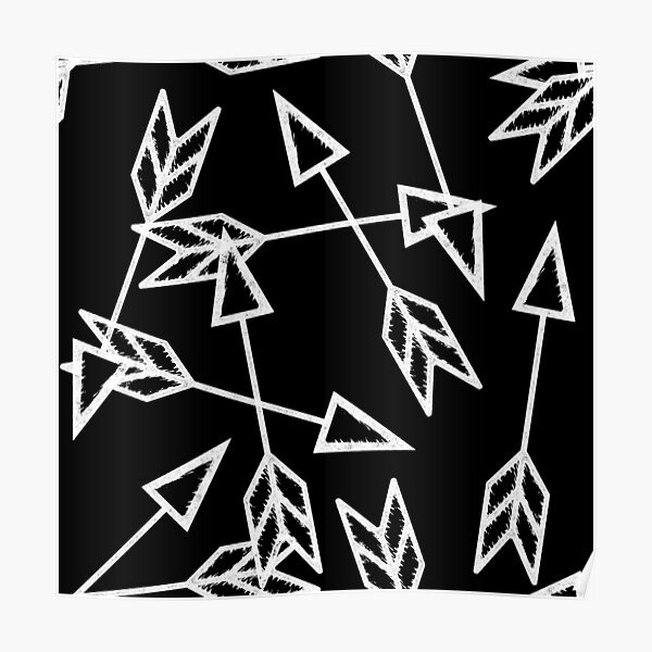 "Scattered Arrows in Black & White" Poster for Sale by wellingtonboot ...