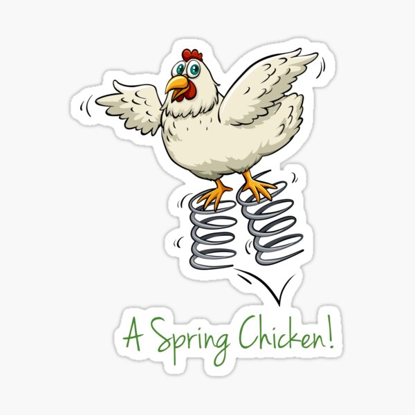 "Spring Chicken - Funny Rooster Pun" Sticker for Sale by PrintPress ...