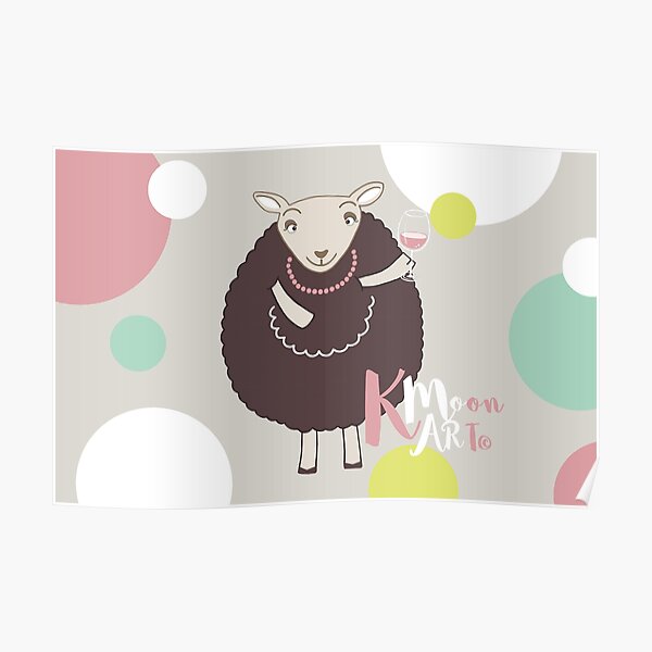 "Cheers! The Cute Purple Brown Sheep" Poster for Sale by kmoonart ...