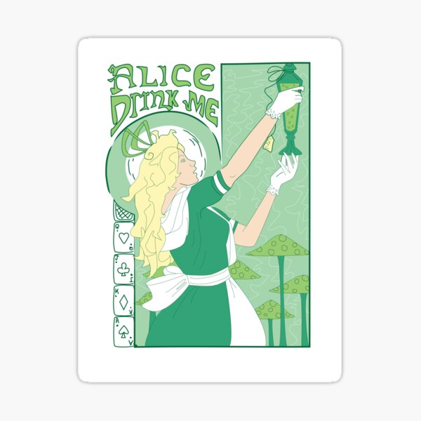 "Alice! Drink Me!" Sticker for Sale by Drawn-By-Bosley | Redbubble