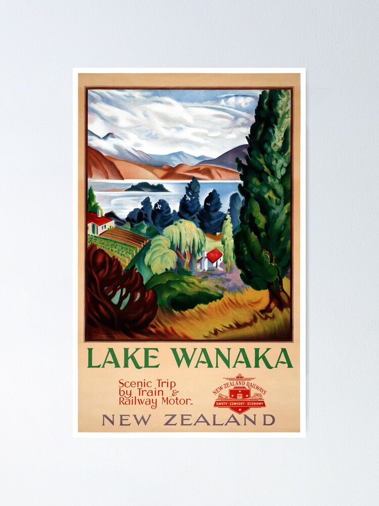 "New Zealand Vintage Travel Poster Restored" Poster by vintagetreasure ...