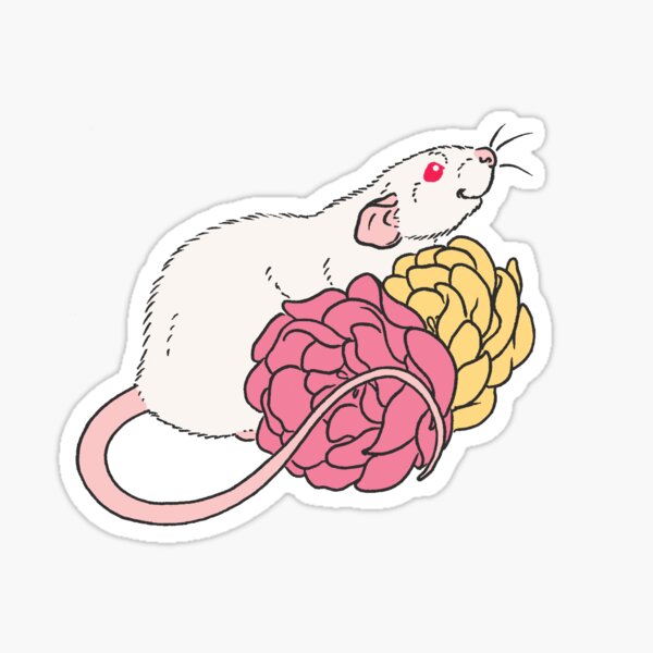 "Rat and Roses Albino" Sticker for Sale by ArtSweeties | Redbubble