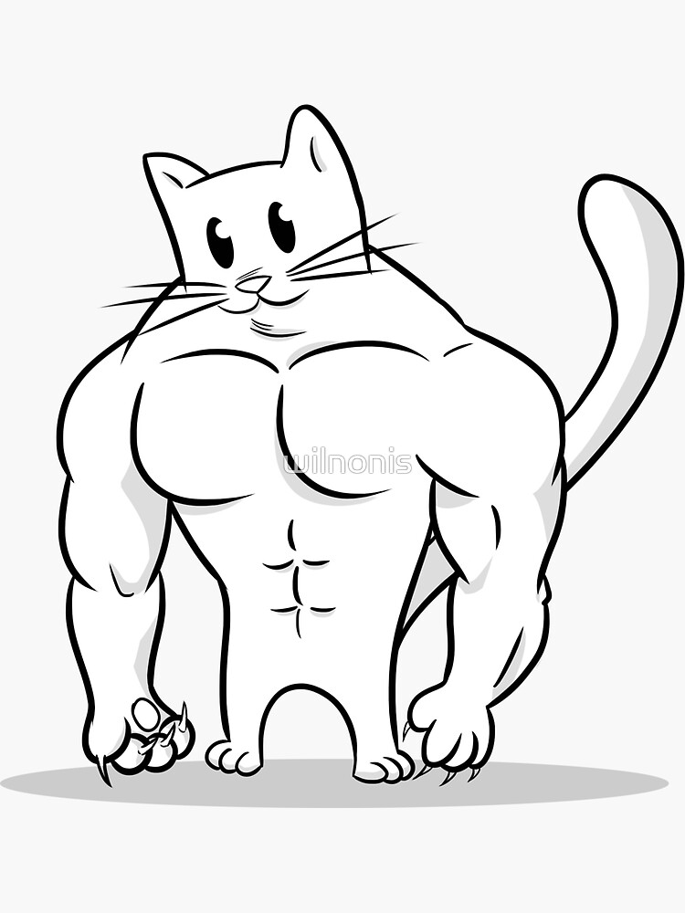 "Buff Cat" Sticker for Sale by wilnonis | Redbubble