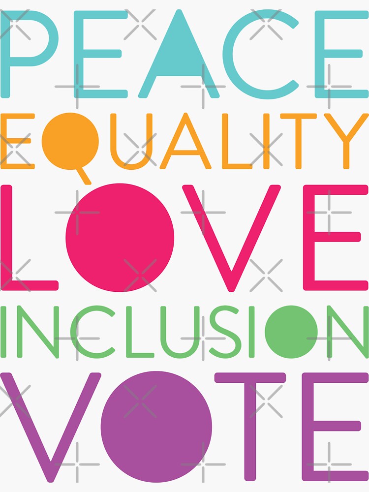 "Peace Love Vote Equality Inclusion Election 2020 Voter" Sticker for ...