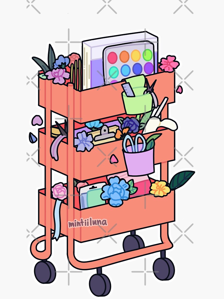 "Craft Cart" Sticker for Sale by mintiiluna | Redbubble