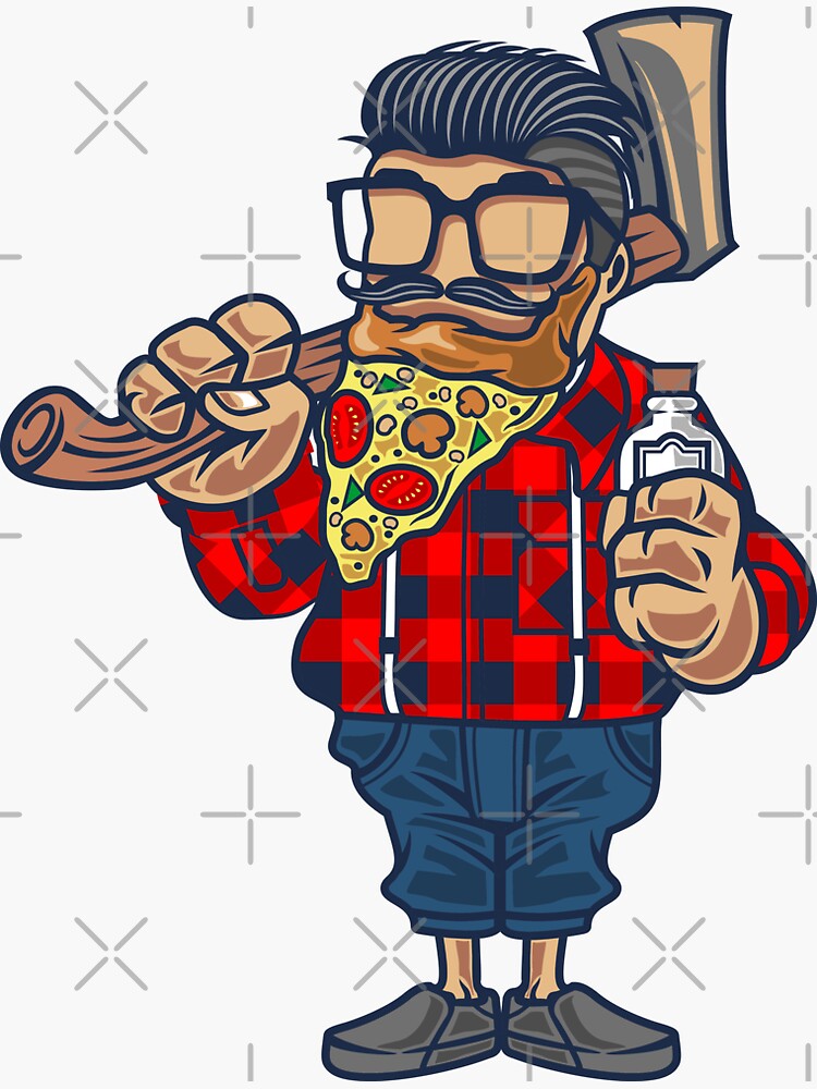 "Pizza Beard Cartoon Drawing" Sticker for Sale by masum8282 | Redbubble