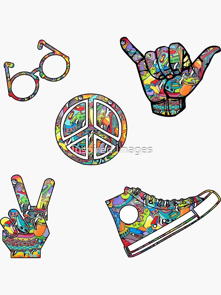 "Graffiti Hippie Peace Fun Car Laptop Window Bumper Decal Pack" Sticker ...