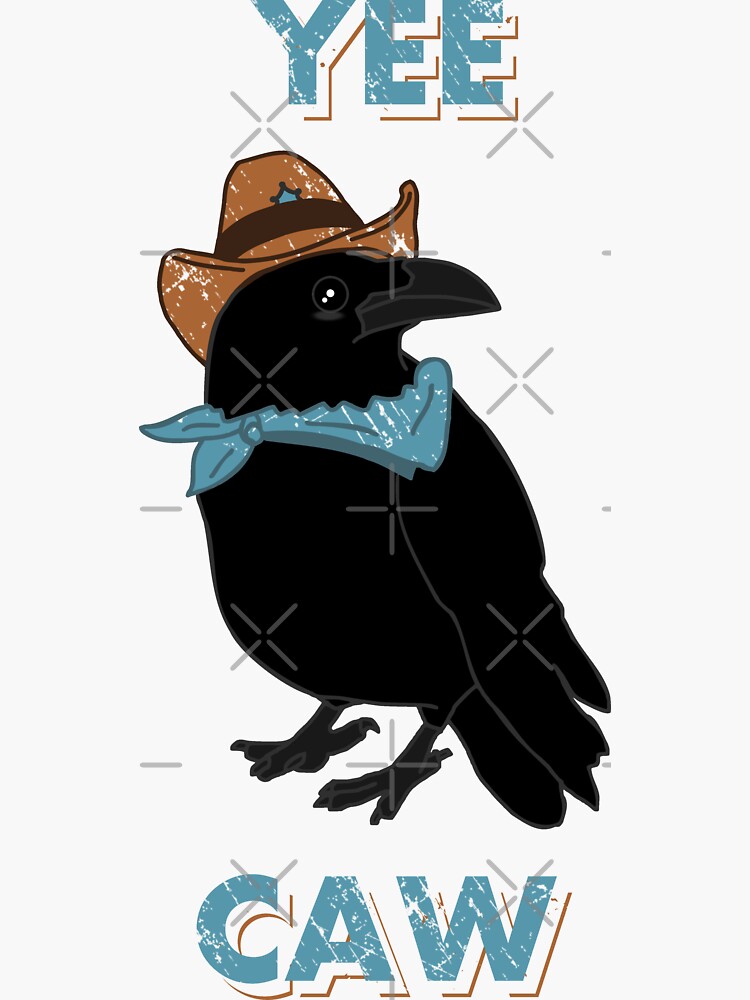 "yee-caw - funny crow raven doodle" Sticker for Sale by FandomizedRose ...