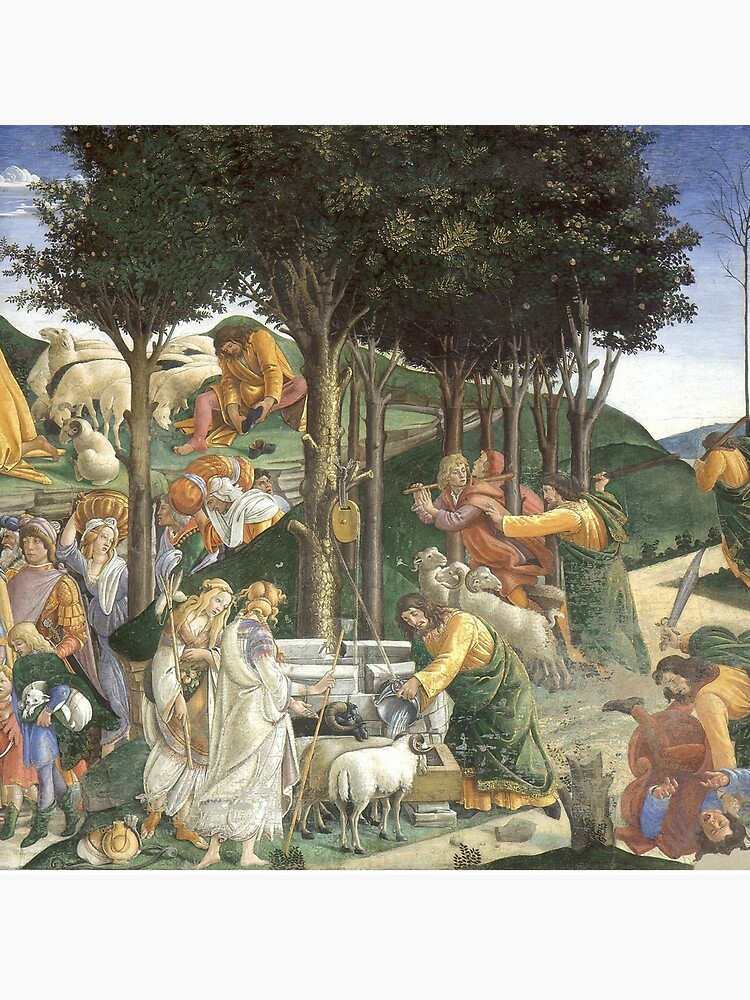 "Trials of Moses Painting by Botticelli - Sistine Chapel" Throw Pillow ...