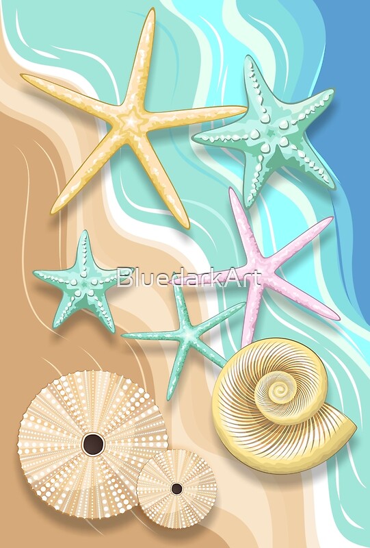 "Seashells Retro Pastel Sea Life" by BluedarkArt | Redbubble