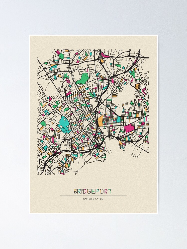 "Bridgeport, Connecticut Street Map" Poster for Sale by geekmywall ...