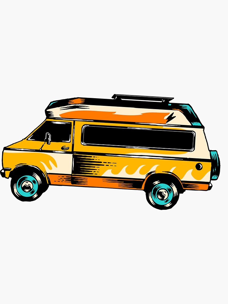 "Van Life Basic Cartoon " Sticker for Sale by CrayzeeTeesUSA | Redbubble