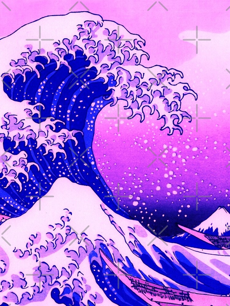 "Great Wave Vaporwave Aesthetic Pink Kanagawa Japanese" iPhone Case for ...
