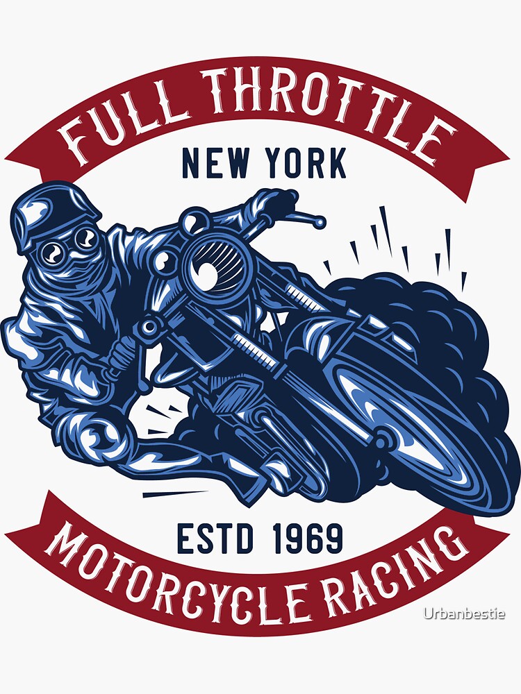 "Full throttle vintage motorcycle racing" Sticker for Sale by ...