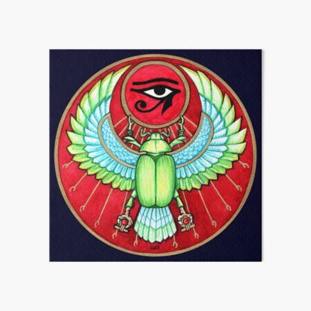"Winged Scarab Holding Sun Disk Eye Of Ra" Art Board Print by Cleave ...