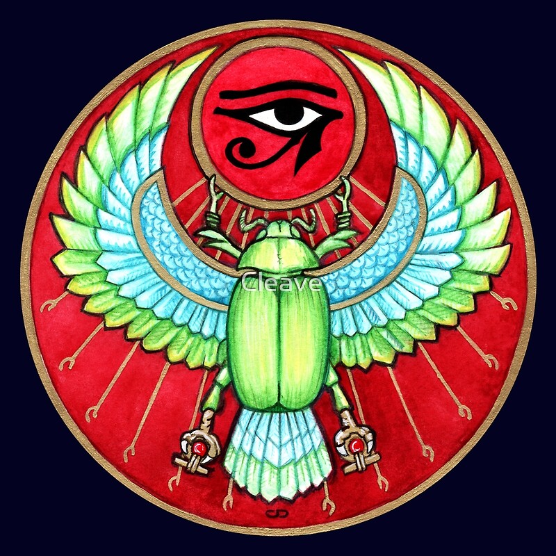 "Winged Scarab Holding Sun Disk Eye Of Ra" by Cleave | Redbubble