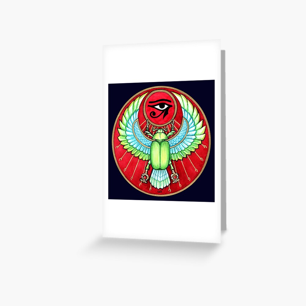 "Winged Scarab Holding Sun Disk Eye Of Ra" Greeting Card by Cleave ...