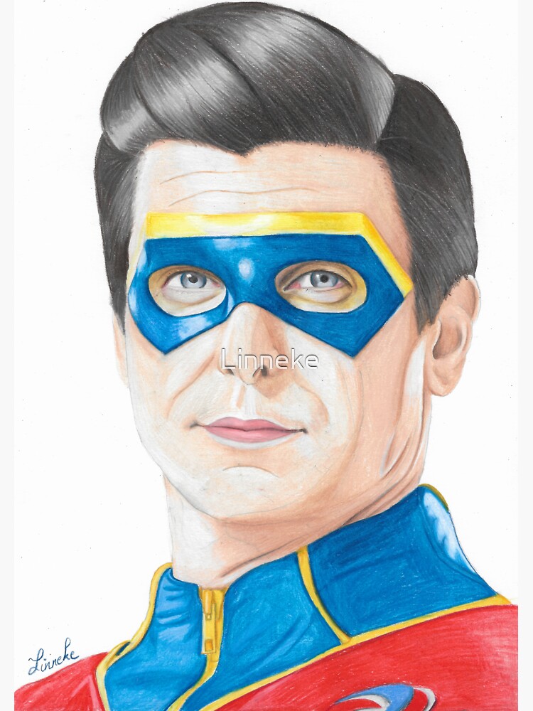 "Captain Man - Heroic Traditional Drawing" Sticker for Sale by Linneke ...