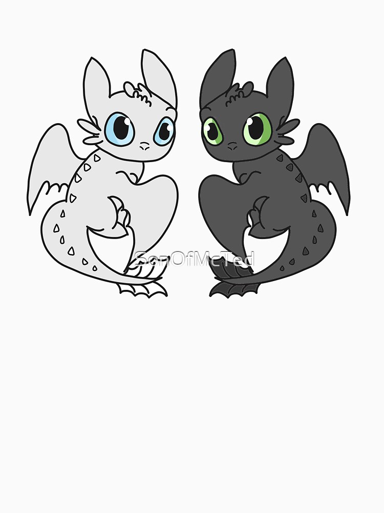 "Night Fury and Light Fury Chibi" Essential T-Shirt for Sale by ...