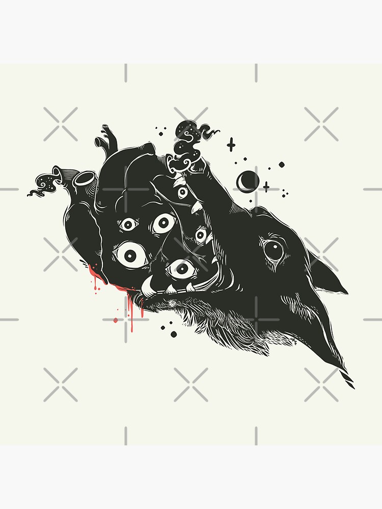 "Wolf Eating Anatomical Heart, Gothic Artwork" Sticker by cellsdividing ...