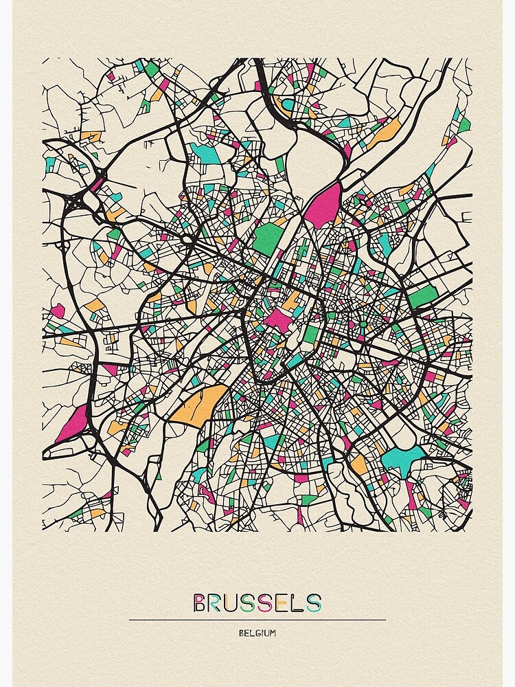 "Brussels, Belgium Street Map" Art Print for Sale by geekmywall | Redbubble