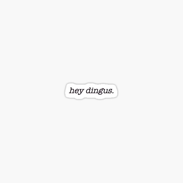 "hey dingus." Sticker for Sale by taylorvaca | Redbubble