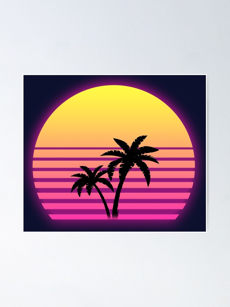 "Synthwave Sun Palm Trees" Poster for Sale by christopper | Redbubble