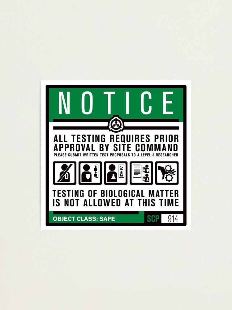 "SCP 914 Warning Sign" Photographic Print by narshero | Redbubble