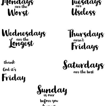 "I Hate Weekdays Sticker Pack" Sticker for Sale by tristahx | Redbubble
