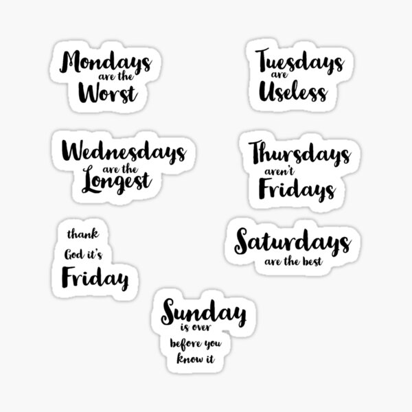 "I Hate Weekdays Sticker Pack" Sticker for Sale by tristahx | Redbubble