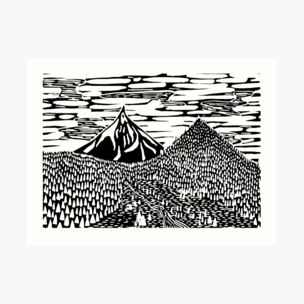 "Cascade Mountain Block Print" Art Print for Sale by natalievmason ...