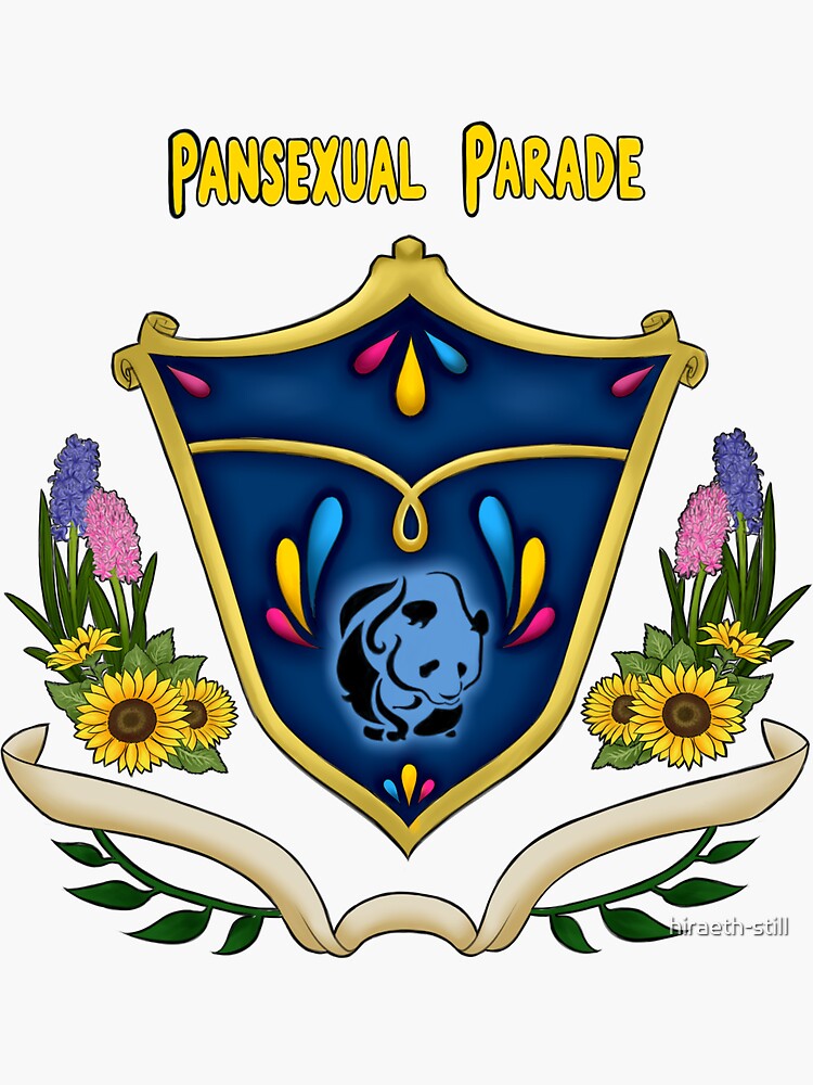 "pansexual panromantic pride crest" Sticker by hiraeth-still | Redbubble