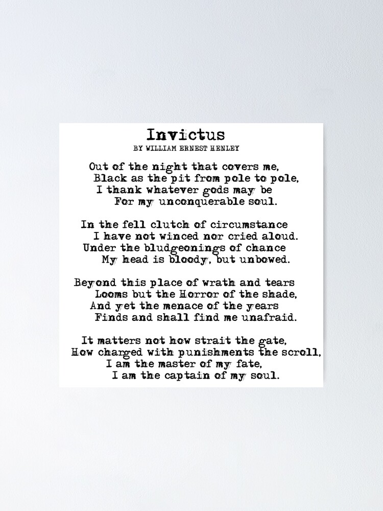 "Invictus Poem" Poster for Sale by czerinaart | Redbubble