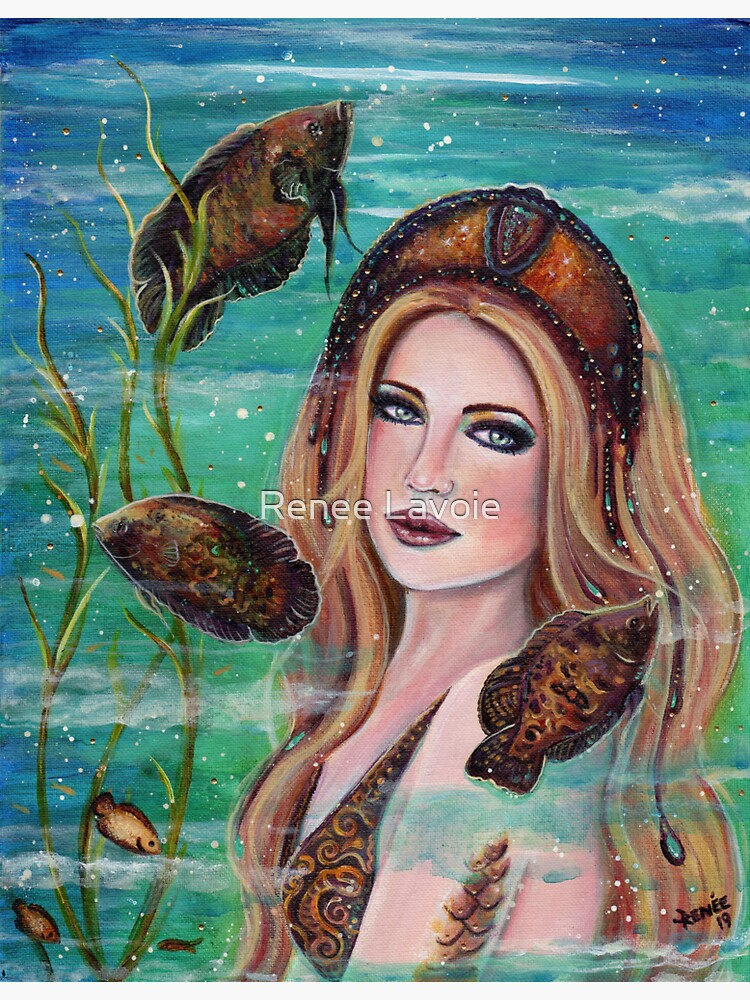 "Myrine goddess with fish by Renee Lavoie" Sticker for Sale by ...