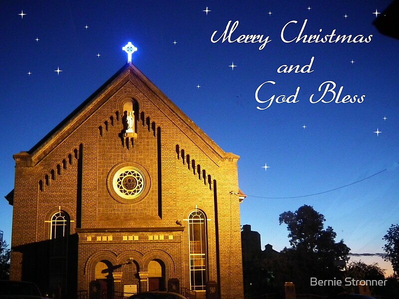 "Merry Christmas and God Bless" by Bernie Stronner | Redbubble
