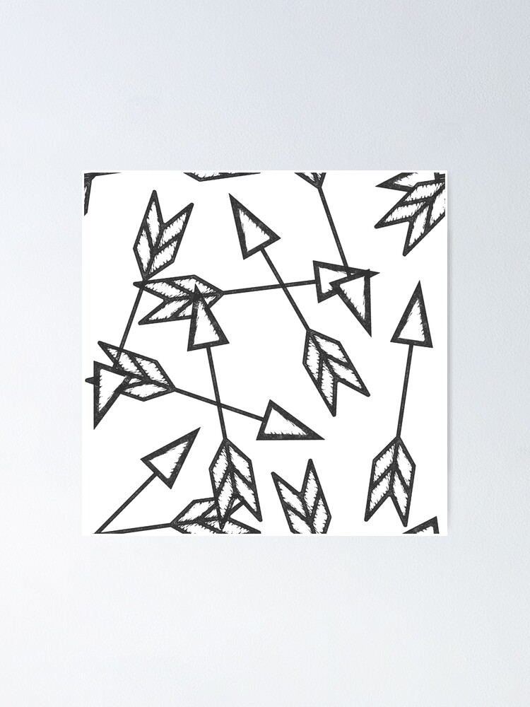 "Scattered Arrows in Black & White" Poster for Sale by wellingtonboot ...