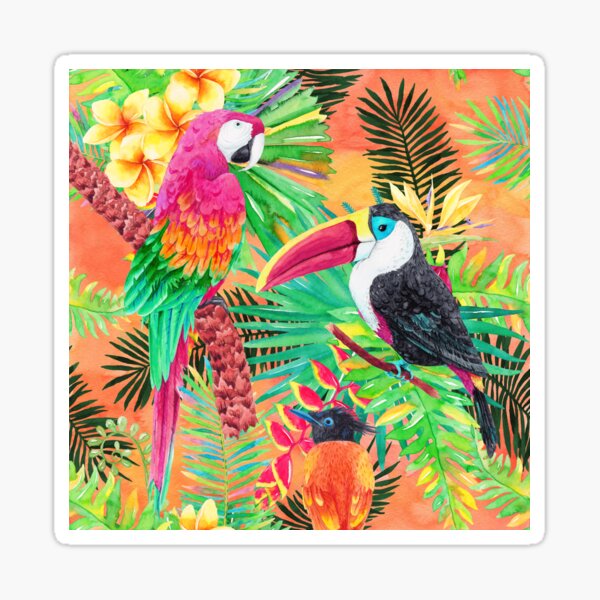 "Tropicana - Tropical Birds" Sticker for Sale by Amanda-Lakey | Redbubble